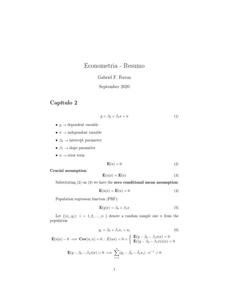 Econometria Resumo | PDF | Statistics | Econometrics