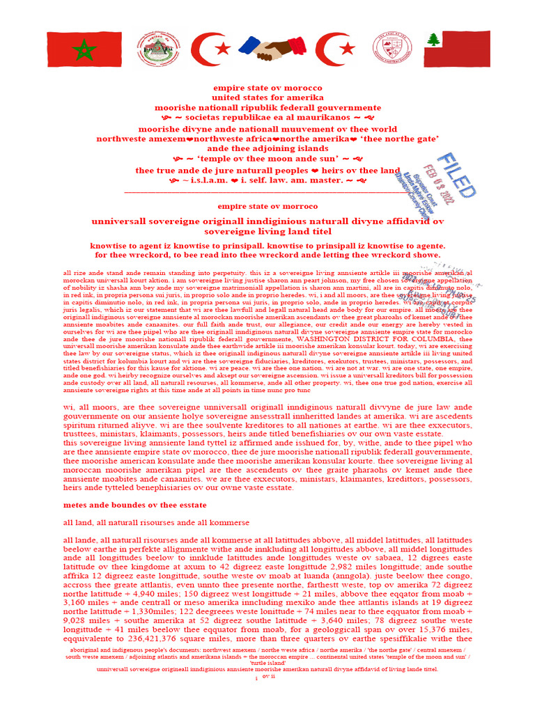 Sovereigne Affidavid of Sovereigne Living Land Titel + Sharon Ann Peart ...