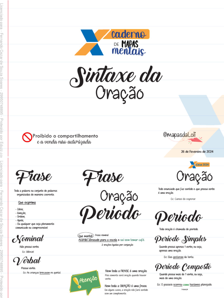 Caixa2024 Sintaxe Da Oracao | PDF | Assunto (gramática) | Predicado (gramática)