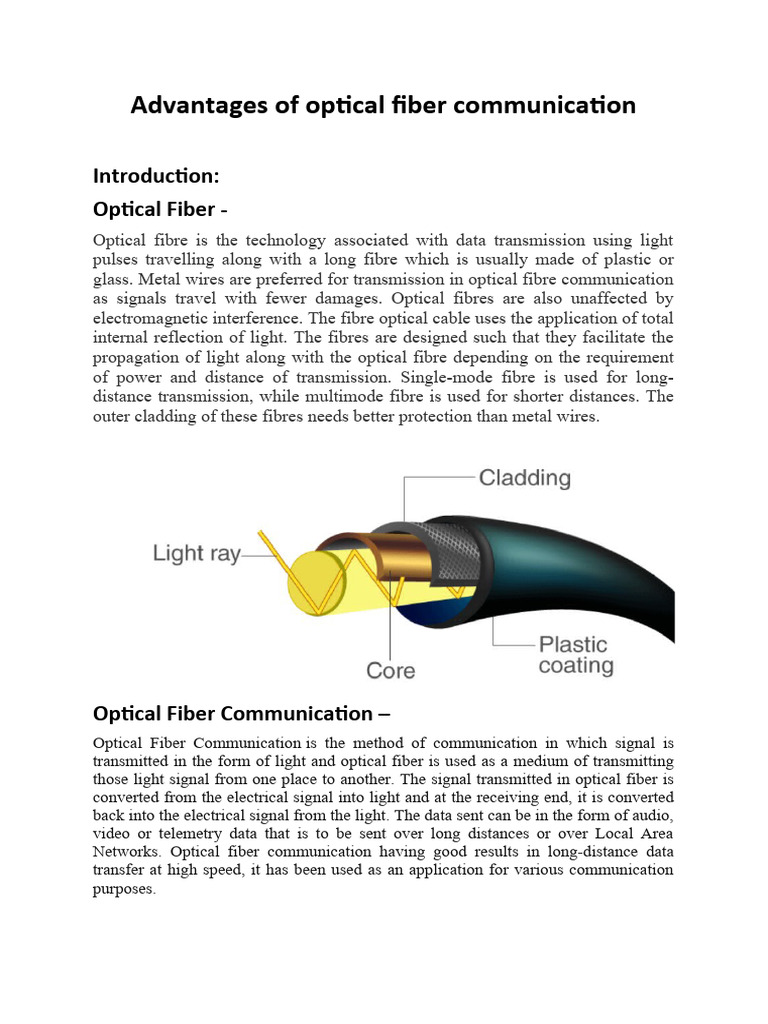 Advantages of Optical Fiber Communication | PDF | Optical Fiber | Fiber ...