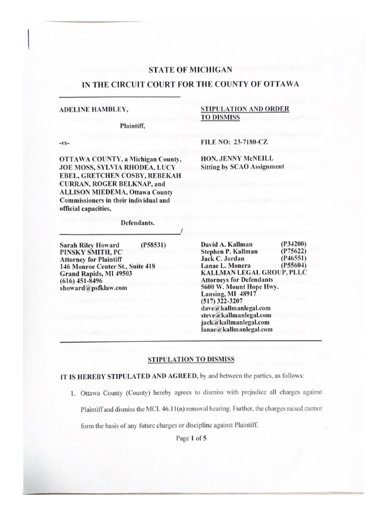 Hambley Stipulation and Order To Dismiss | PDF