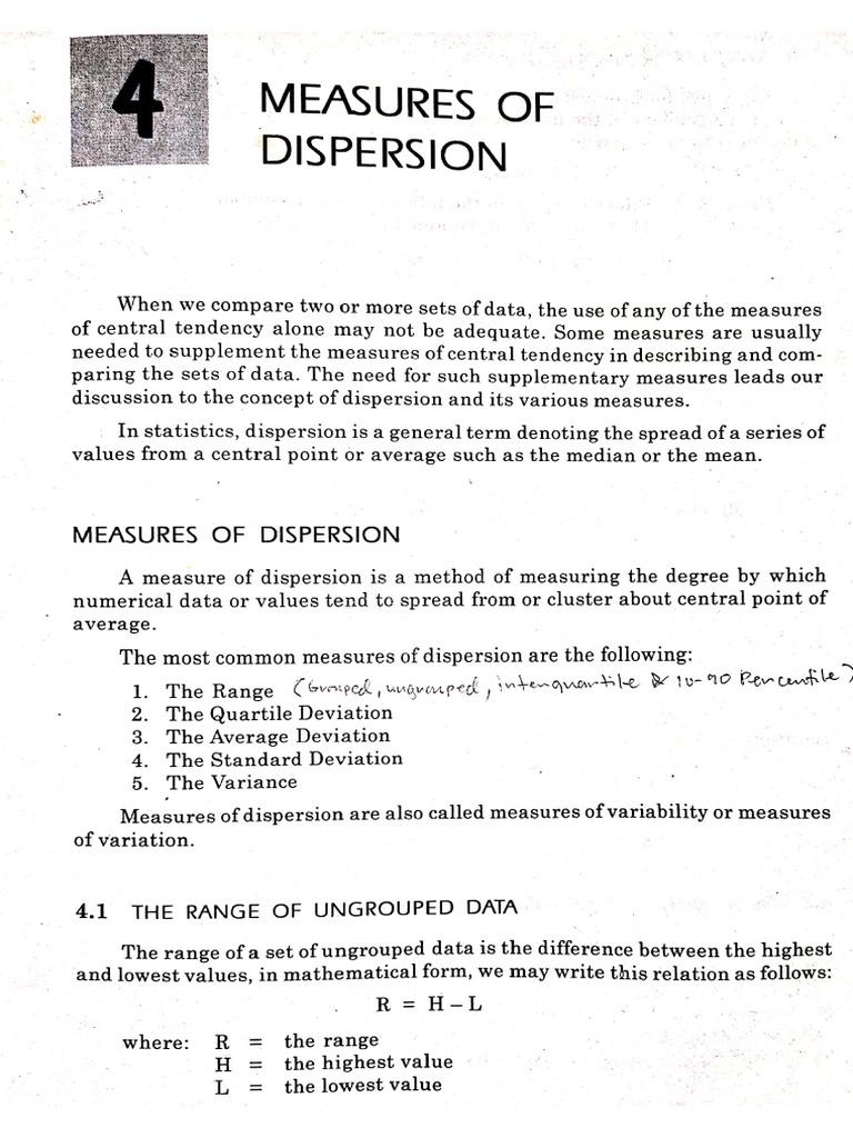 4 Measures of Dispersion | PDF