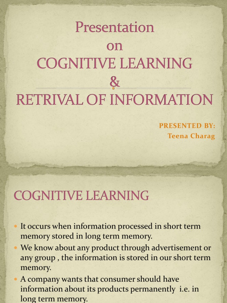 Cognative Learning | PDF