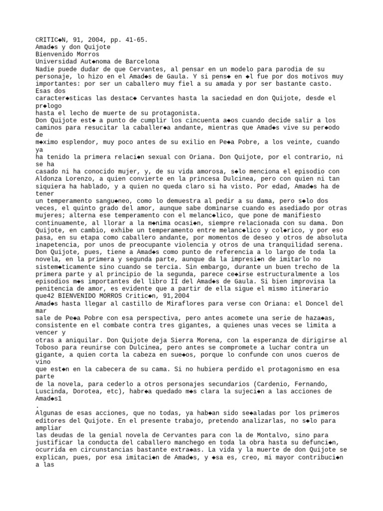 Amadis y Don Quijote | PDF | Don Quijote | Ficcion Española