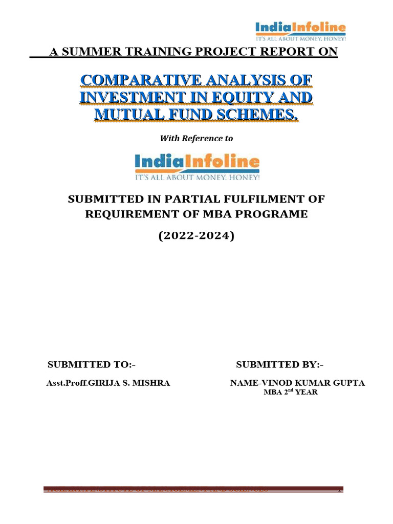 Vinod Mba India Infoline Project Report | PDF | Stocks | Stock Exchange