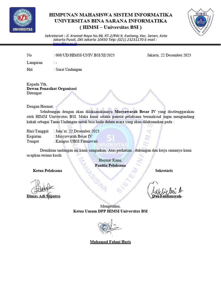 Surat Undangan Mubes Dpo | PDF