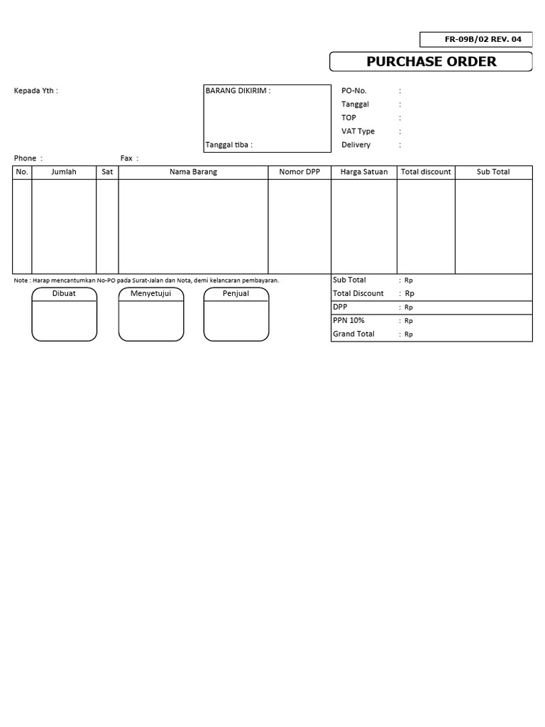 Contoh Purchasing Order | PDF