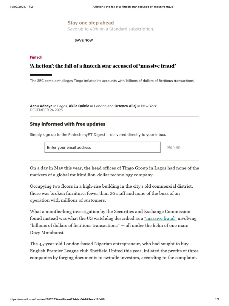 A Fiction' - The Fall of A Fintech Star Accused of Massive Fraud' (Week ...
