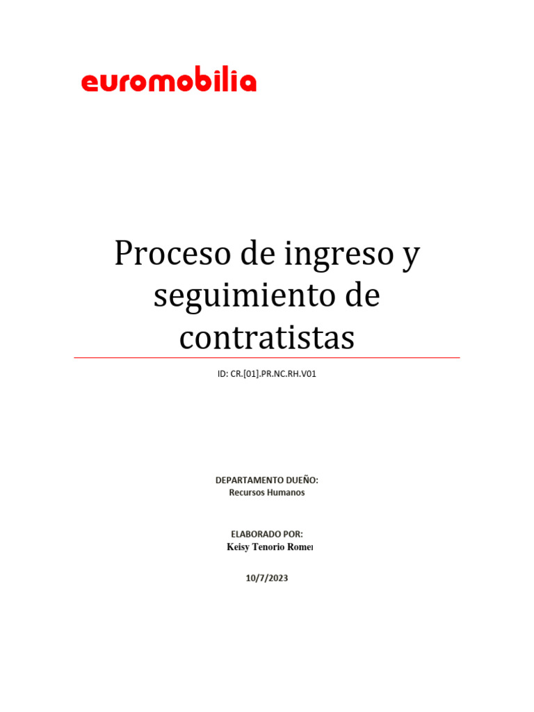 Procedimiento de Contratistas | PDF Procedimiento de Contratistas | PDF