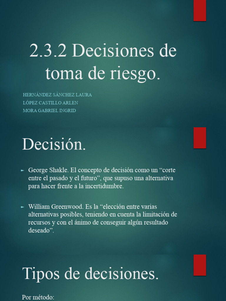Decisiones de Toma de Riesgo | PDF | Comportamiento | Business