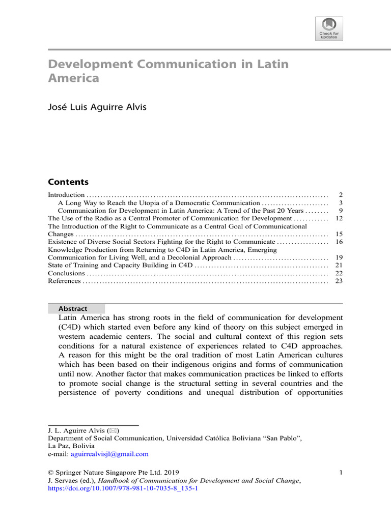 Communication for Development in Latin America | PDF | Communication ...