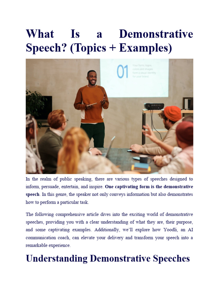 What Is A Demonstrative Speech | PDF | Public Speaking | Speech