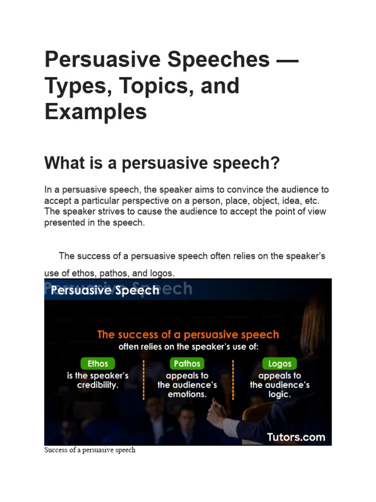Persuasive Speeches | Download Free PDF | Rhetoric | Credibility