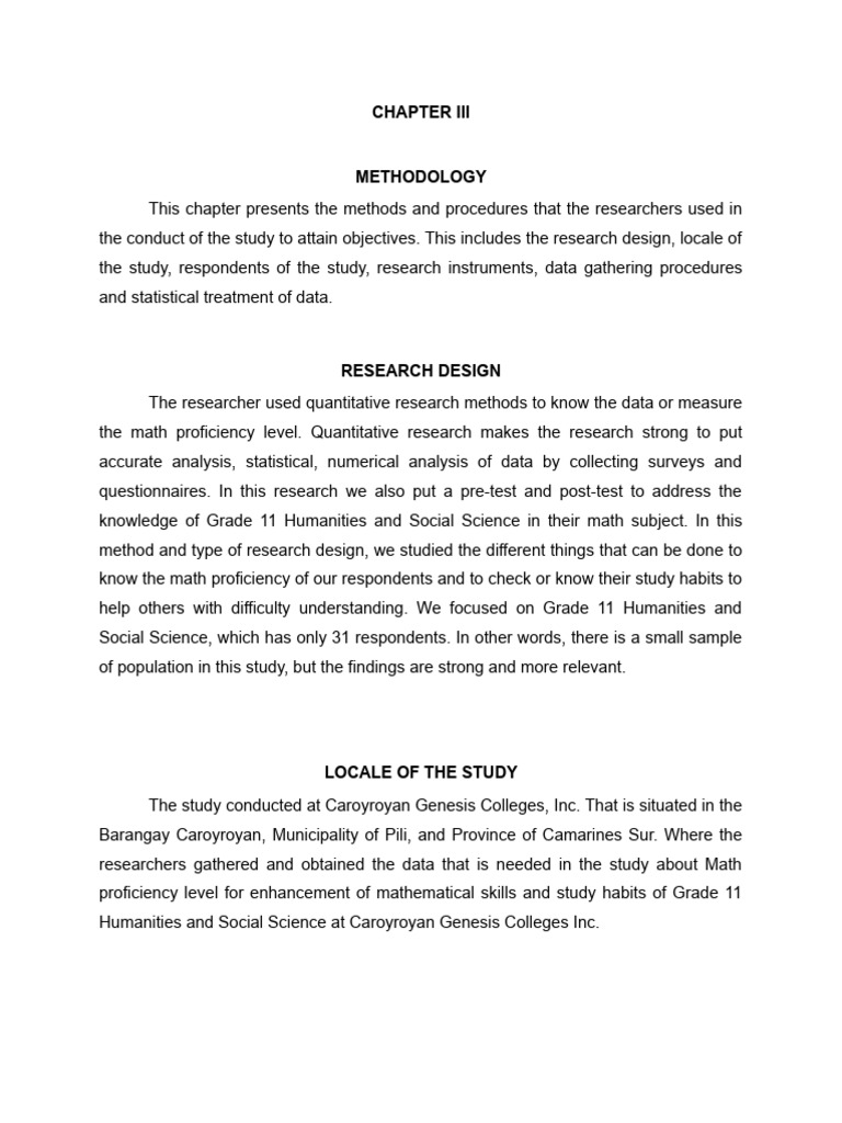 CHAPTER III - 11humss A - Group 4 | PDF | Survey Methodology | Statistics
