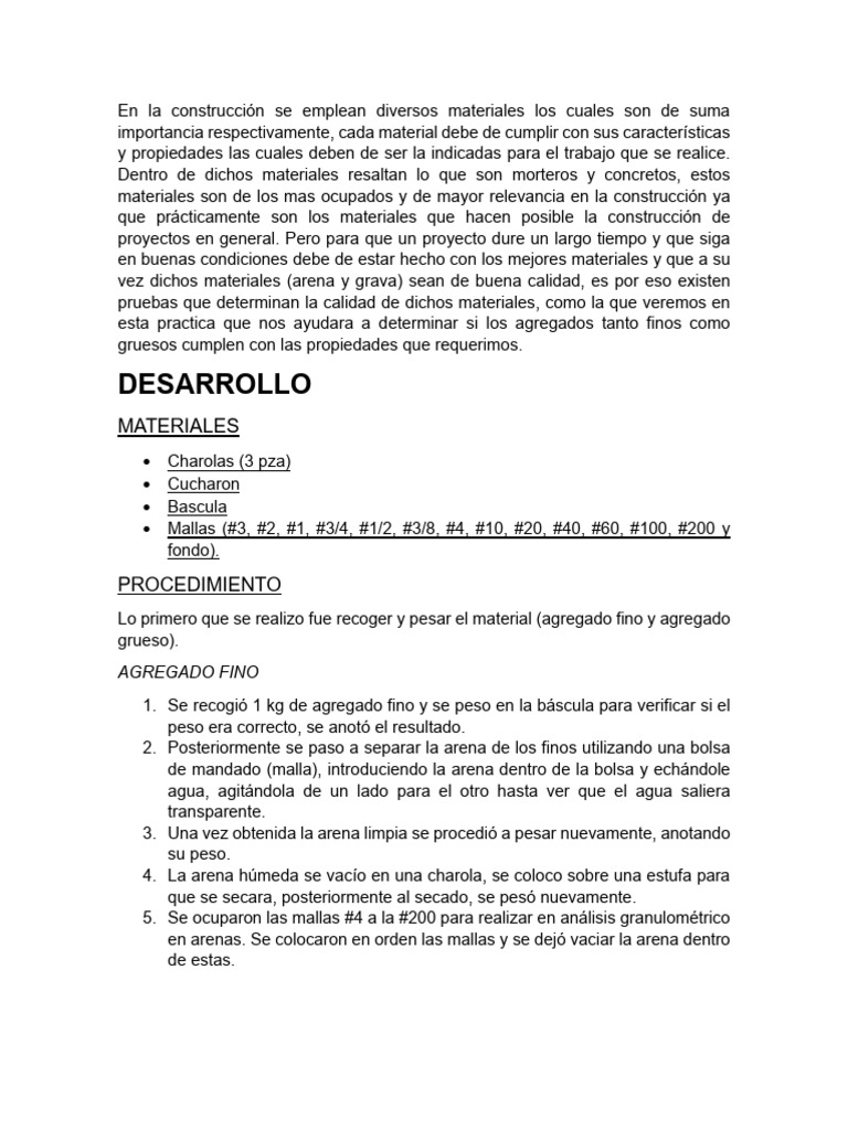 Pract1 Tec Concreto | PDF | Sedimentología