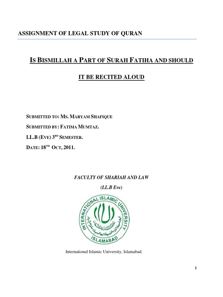 Assignment of Legal Study of Quran Original | PDF | Surah | Islamic Texts