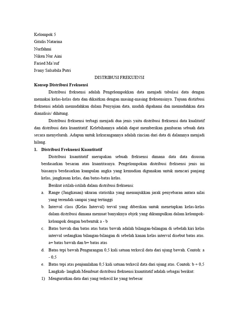 RMK 4-Kelompok 5-Distribusi Frekuensi | PDF