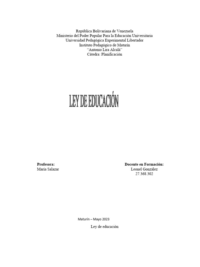 Resumen de Ley de Educacion | PDF | Aprendizaje | Enseñando