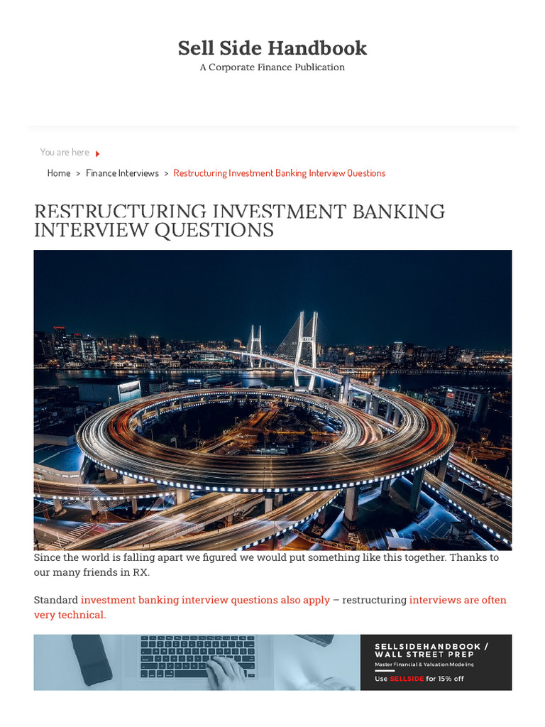 Restructuring Investment Banking Interview Questions - Sell Side ...