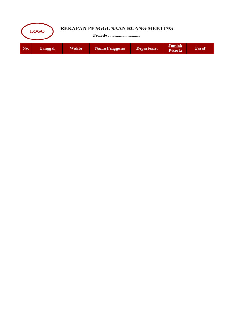 Formulir Rekapan Penggunaan Ruang Meeting | PDF | Komputer