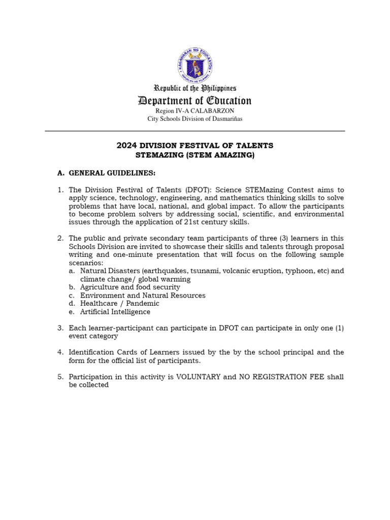 STEMAZING Proposed Guidelines 02152024 | PDF | Science, Technology ...