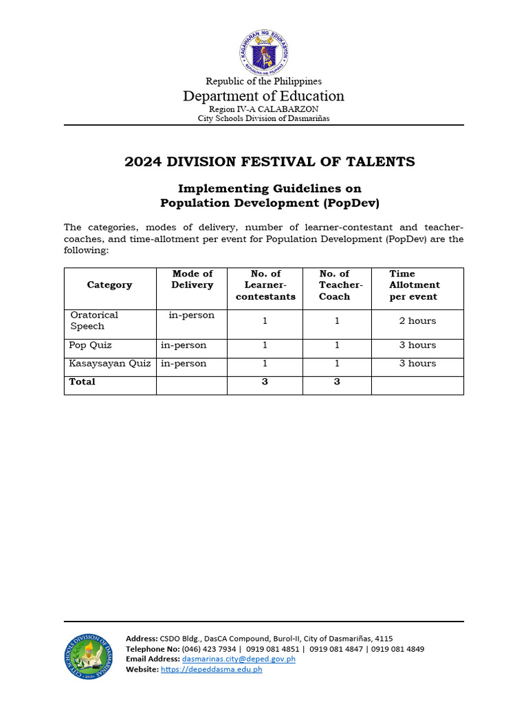 2024 PopDev DFOT Guidelines | PDF | Public Speaking | Question