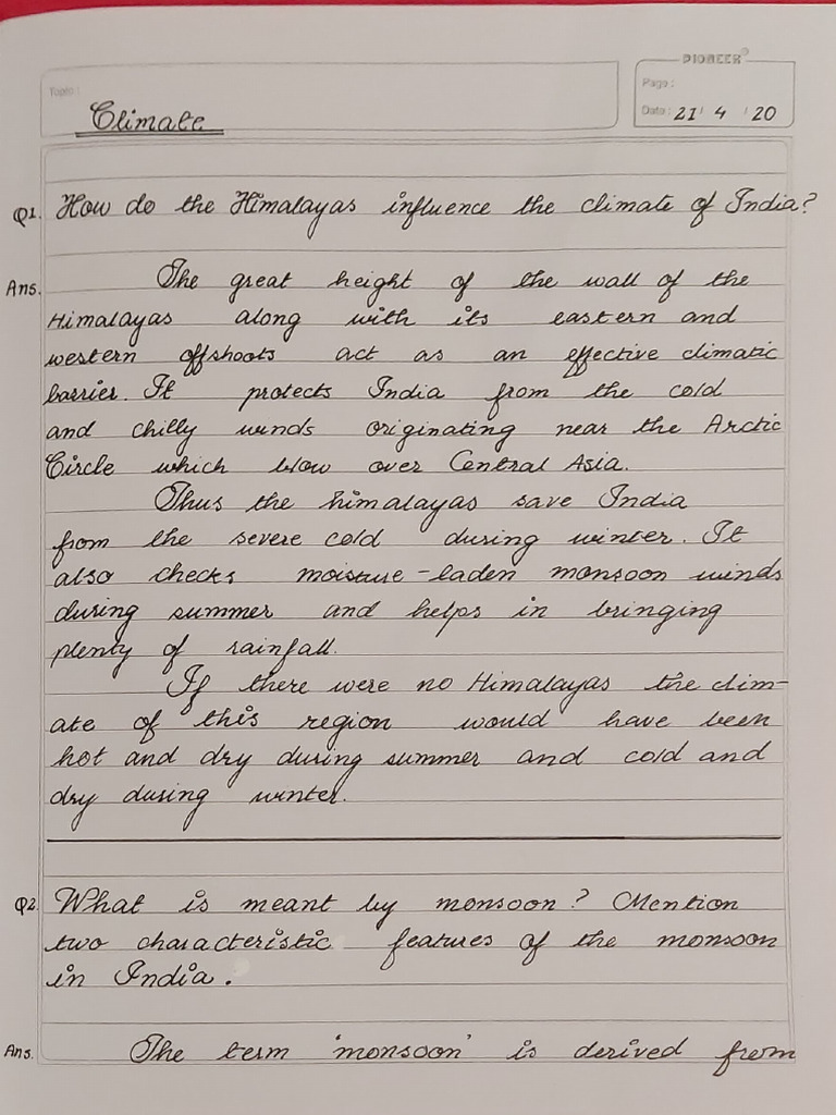 Geography Handwritten Notes QnA | PDF