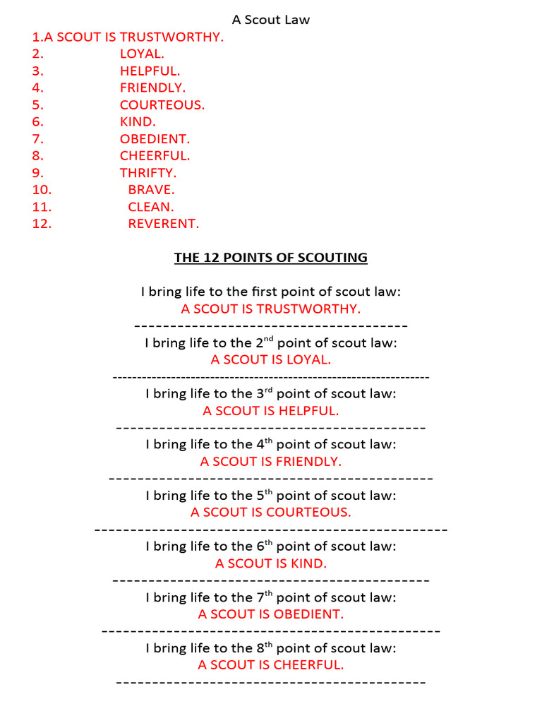 12 Points of Scout Law Explained | PDF | Military Operations