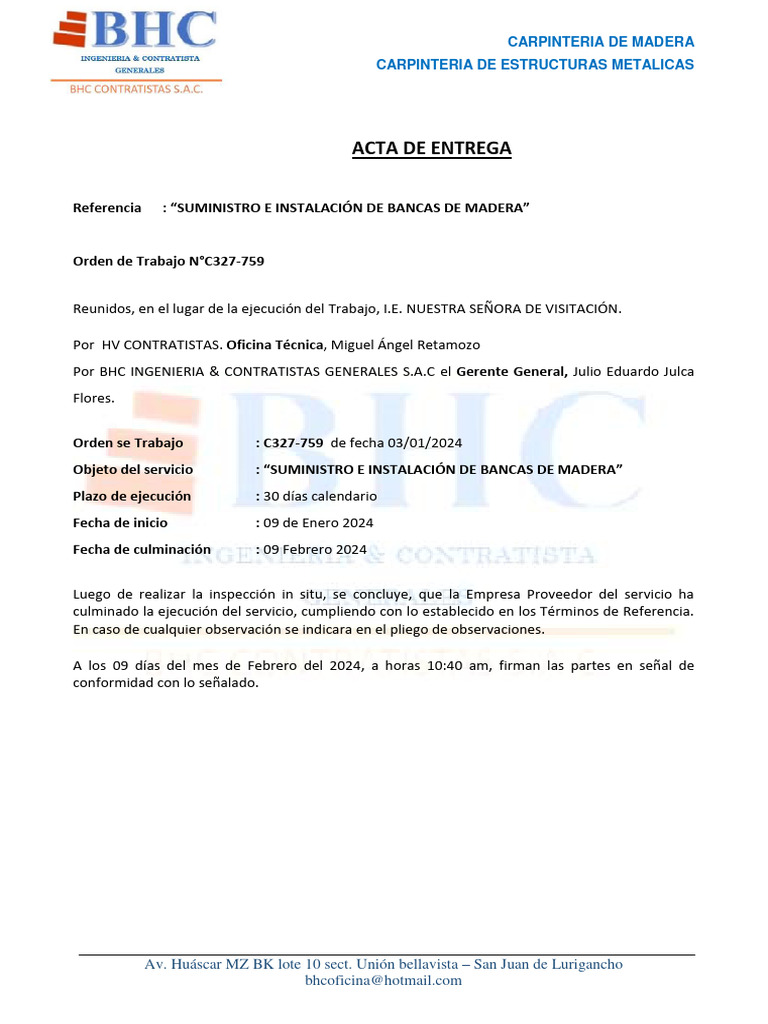 Acta de Pre Entrega BANCAS | PDF | Finanzas y dinero