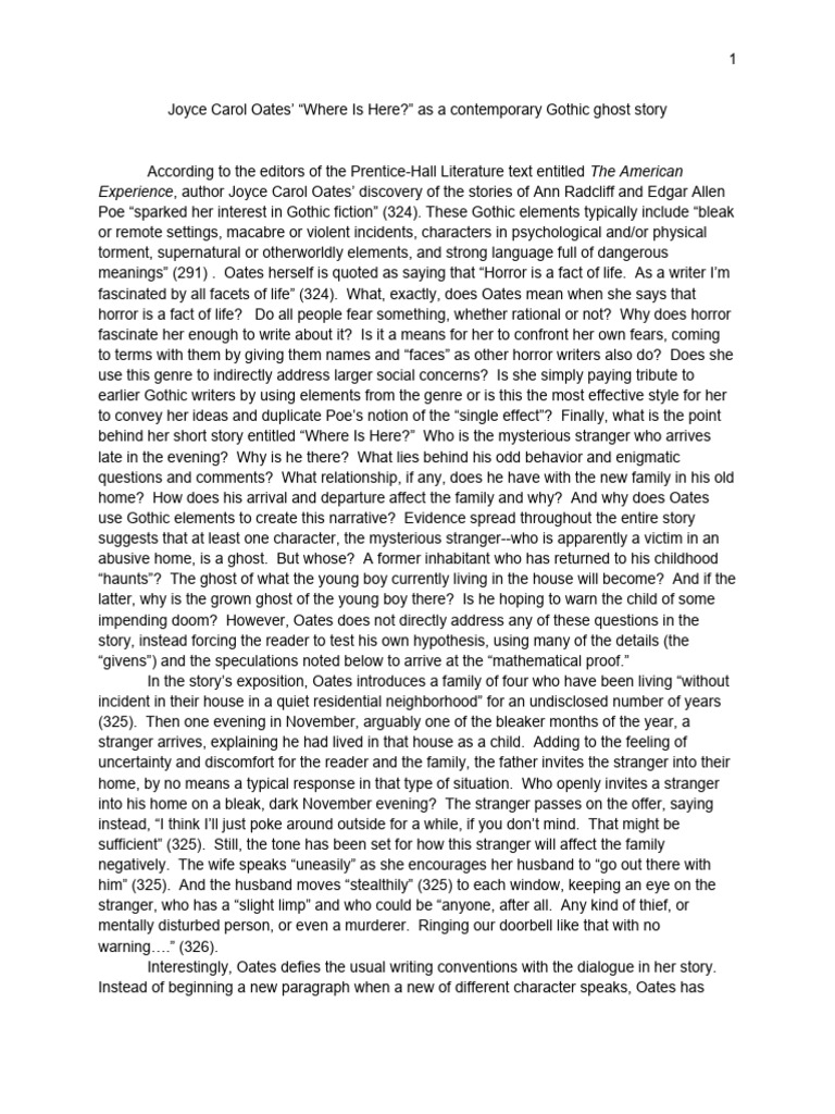 Analysis of Where Is Hereby Joyce Carol Oates | PDF | Gothic Fiction ...
