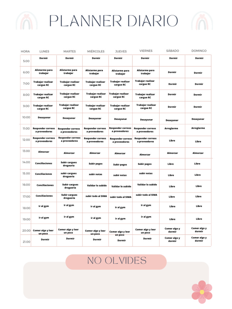 Green Watercolor Daily Planner Weekly Schedule | PDF