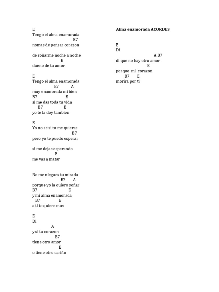 Acordes de "Alma Enamorada" | PDF