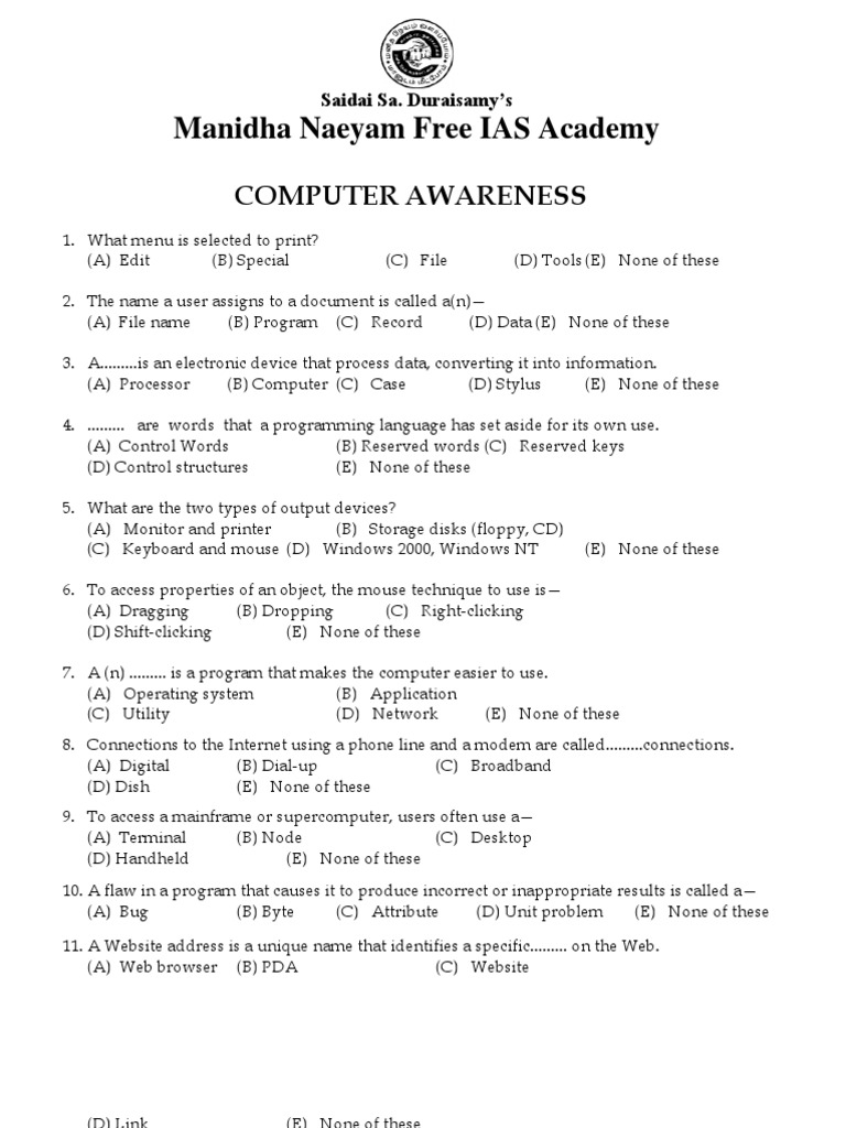 Computer Awareness | PDF