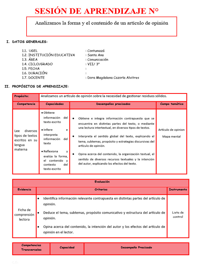 3° Sesión de Aprendizaje Sesión 4-Sem.2-Exp6 | PDF | Evaluación | Aprendizaje