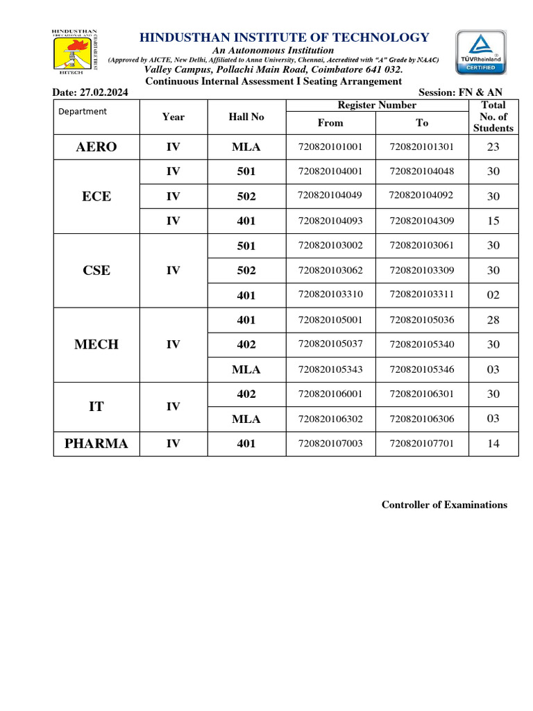 Seating Plan Consoloitaed | PDF | Educational Assessment And Evaluation ...