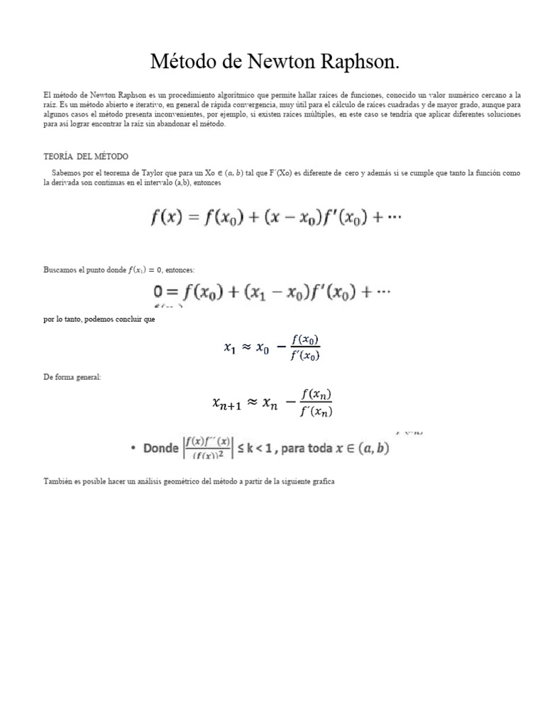 Metodode Newton Raphson | PDF | Análisis matemático | Matemáticas Aplicadas