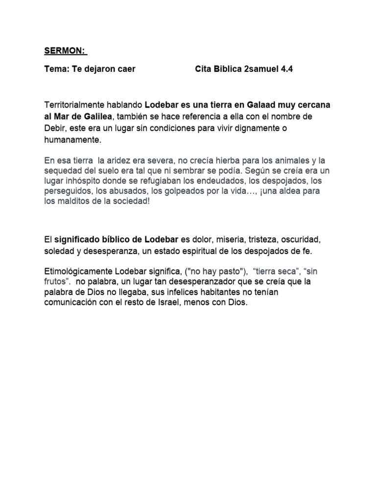 Significado bíblico de Lodebar | PDF
