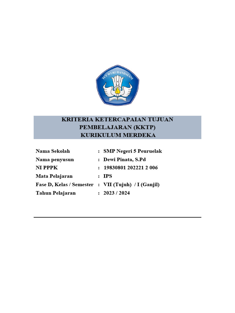 KKTP Fase D Kelas 7 SMP - IPS | PDF | Karier & Perkembangan