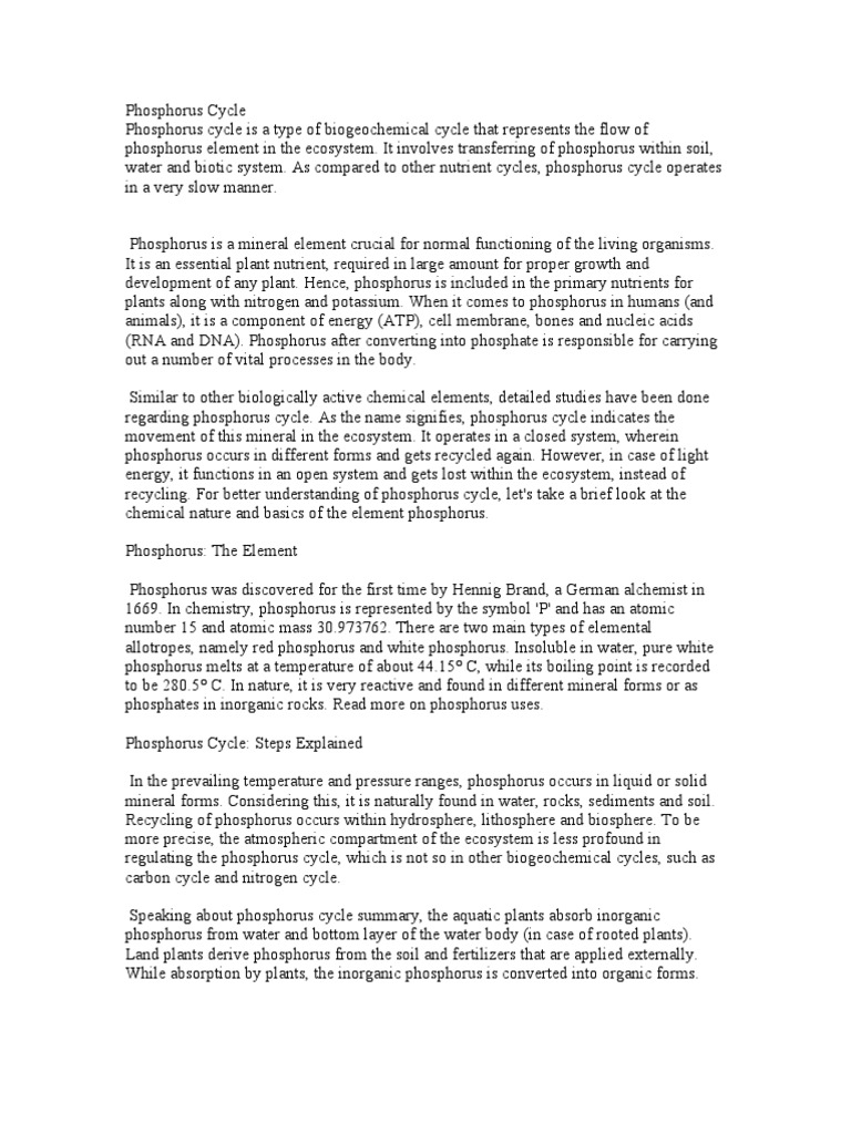 Phosphorus Cycle | PDF | Phosphorus | Ecosystem