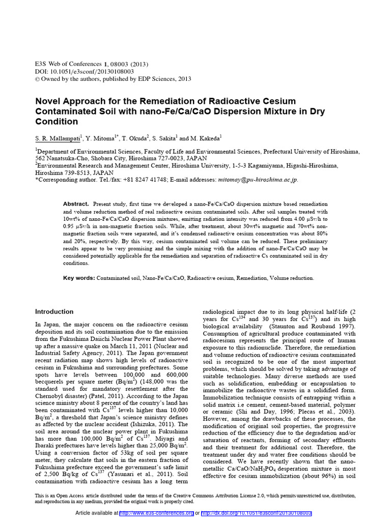 Remediation of Radioactive Cesium Soil | PDF | Soil | Nature