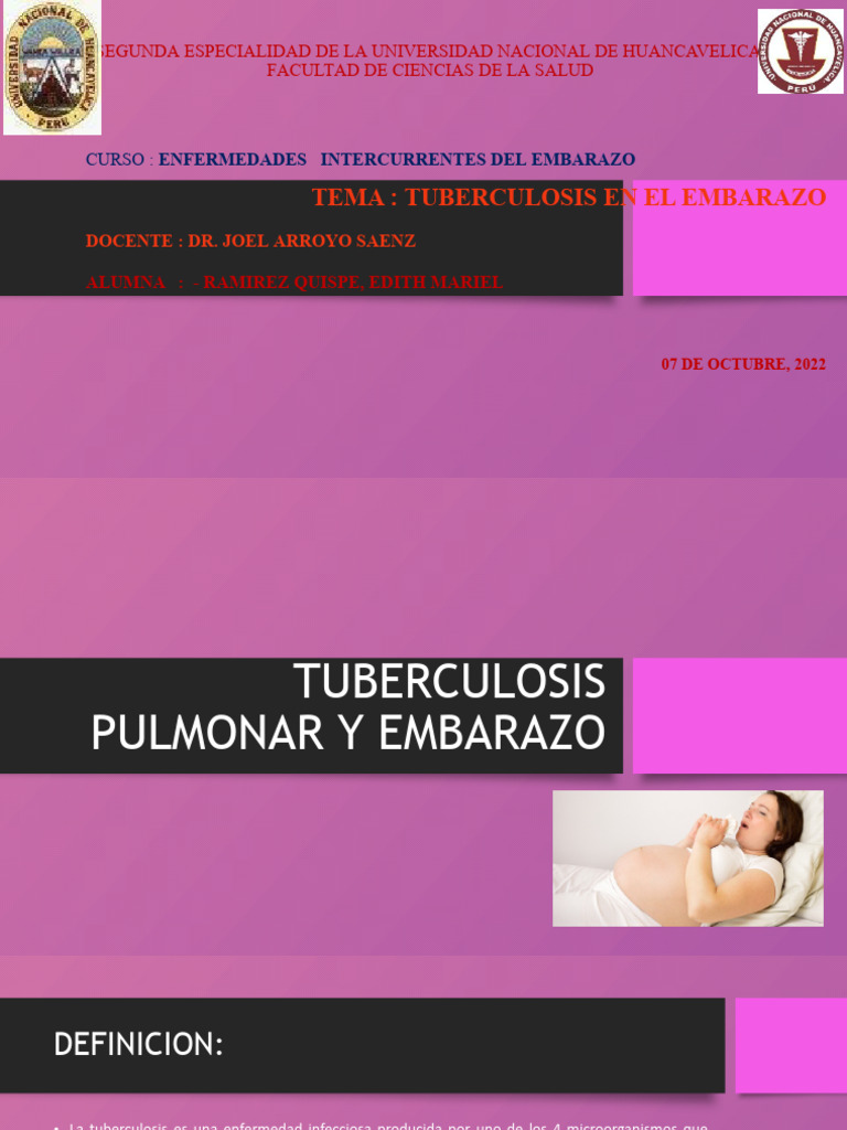 TBC Pulmonar y Embarazo Ult | PDF | Tuberculosis | Medicina CLINICA