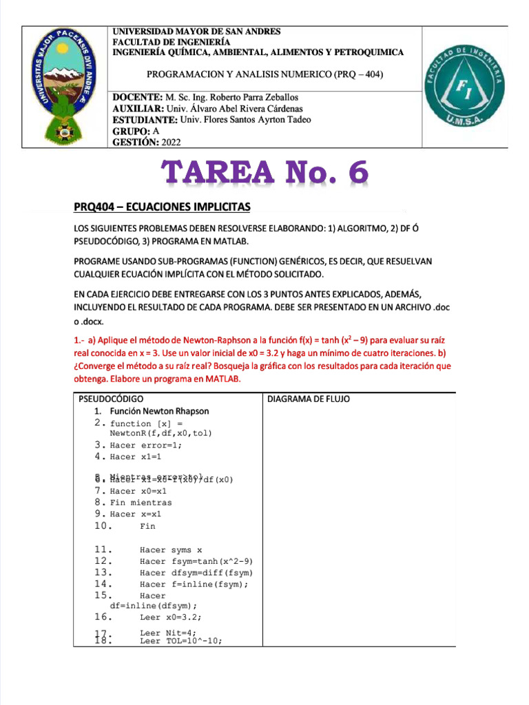 PDF Tarea 6 QMC Flores Santos Ayrton Tadeo Compress | PDF | Gases | Matemáticas Aplicadas