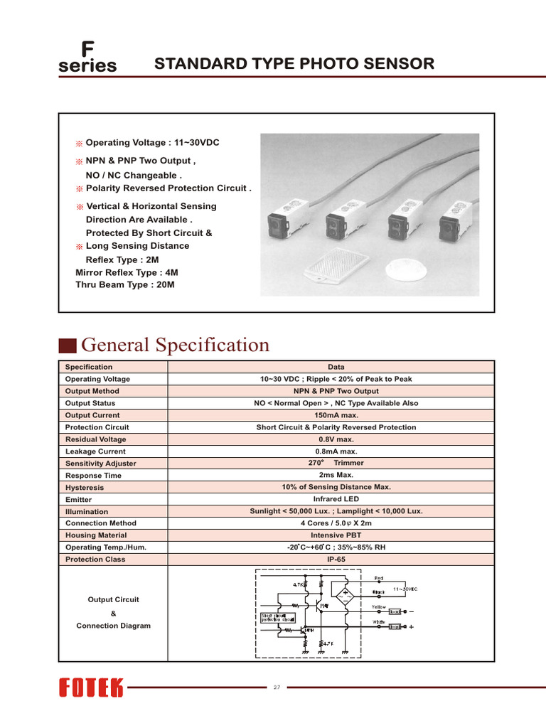 Fotek - Photo Sensor - FR-2MX | PDF | Bipolar Junction Transistor ...