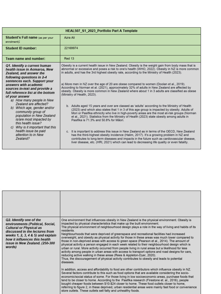 Azra Ali ID - 22169974 - H&E - PortfoliopartA. | PDF | Obesity