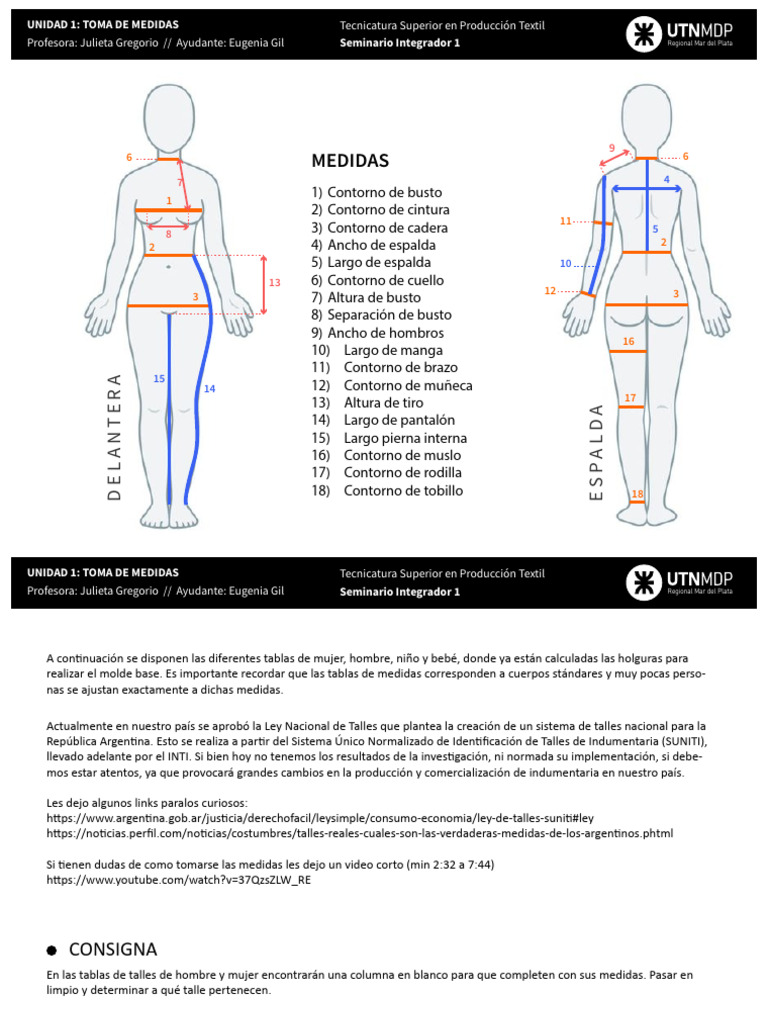 Toma de Medidas y Tablas Nacionales | PDF | Anatomía del miembro ...