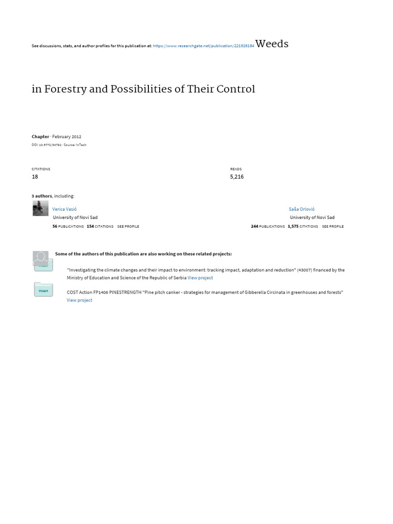 Weeds in Forestry and Possibilities of Their Control | PDF | Herbicide ...