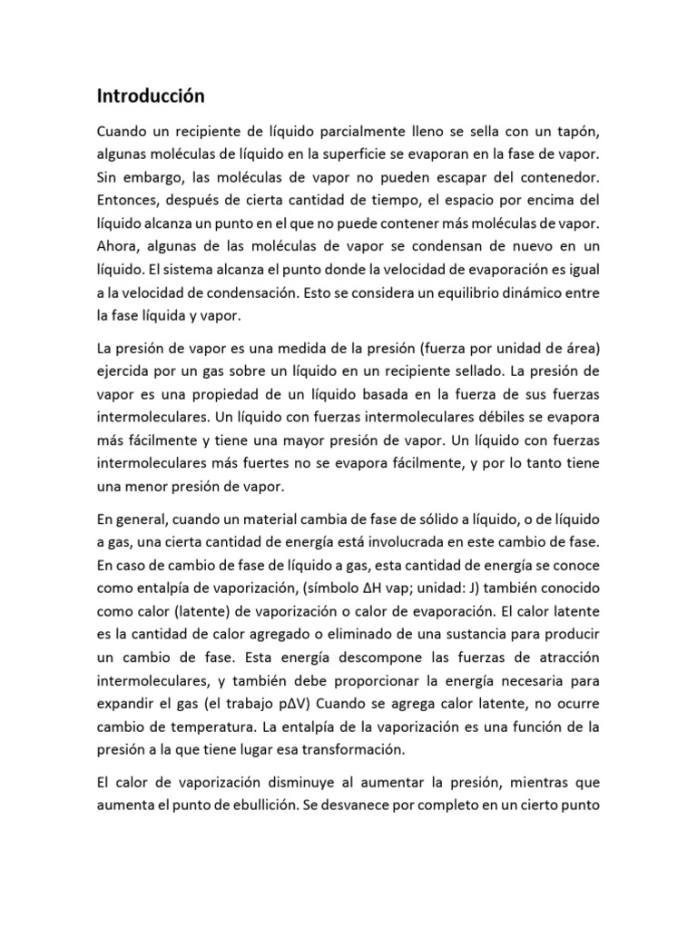 Calor Latente de Vaporización del Etanol | PDF | Líquidos | Fase (materia)
