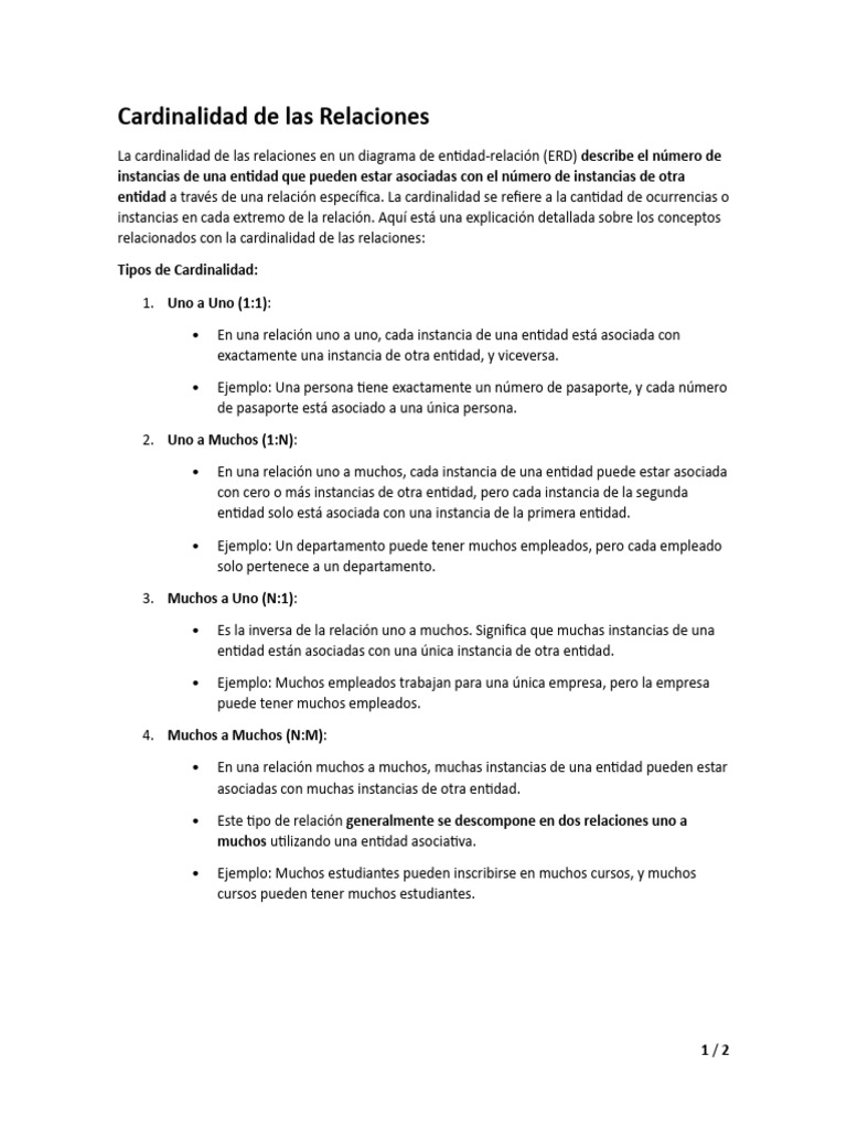 Cardinalidad en Diagramas ERD | PDF | Cibernética | Matemáticas Aplicadas