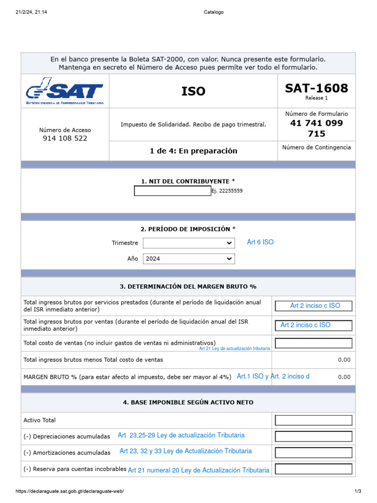 Declaraguate SAT-1608 Impuesto de Solidaridad 2 | PDF | Impuestos ...