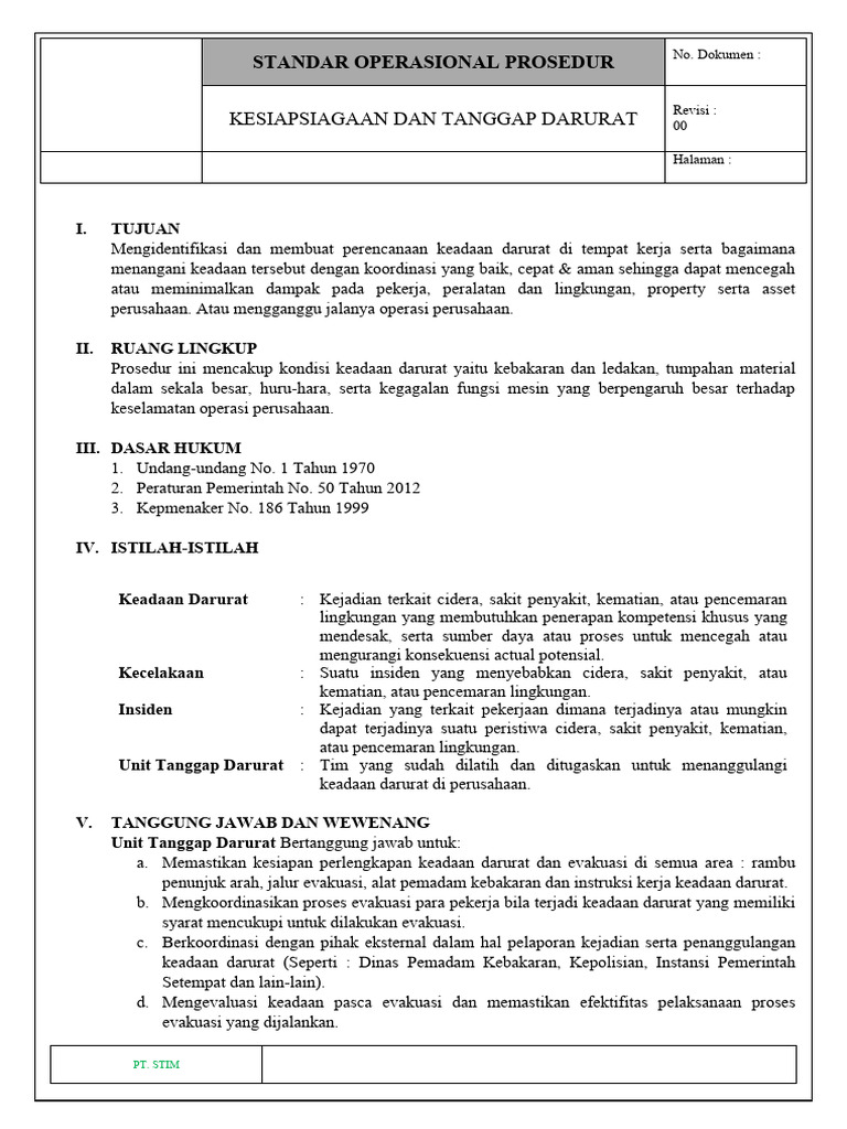 Sop Tanggap Darurat | PDF